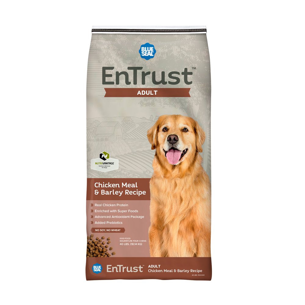 Entrust Premium Adult Dog Food Chicken Meal and Barley Recipe 40Lbs – vitashop.co.nz