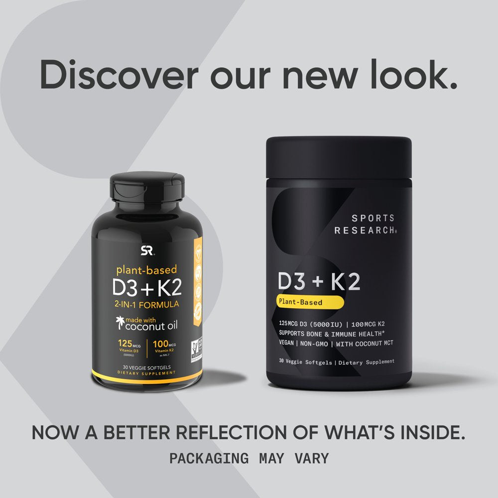 Vegan D3 + K2 - 5000IU Vitamin D3 & 100mcg K2